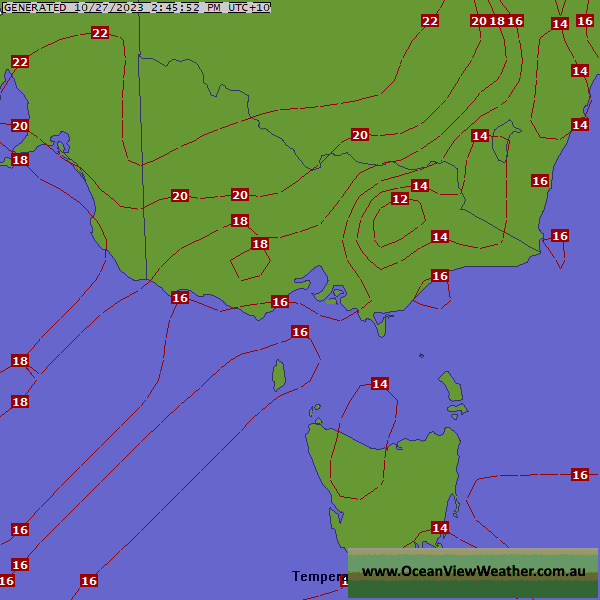 OceanViewWeather - VIC + TAS Temperature Chart - GFS Forecast Charts ...